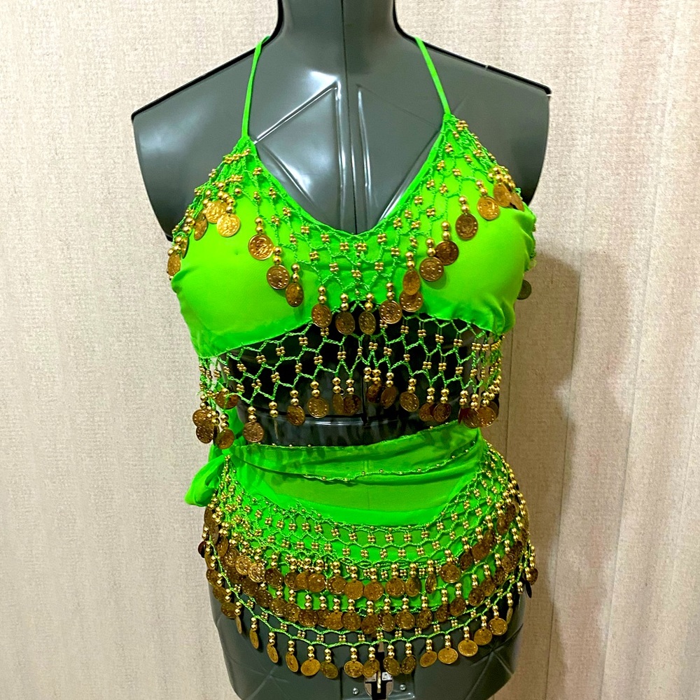Gypsy Coin Skirt And Halter Top. Belly Dancing Costum… - Gem